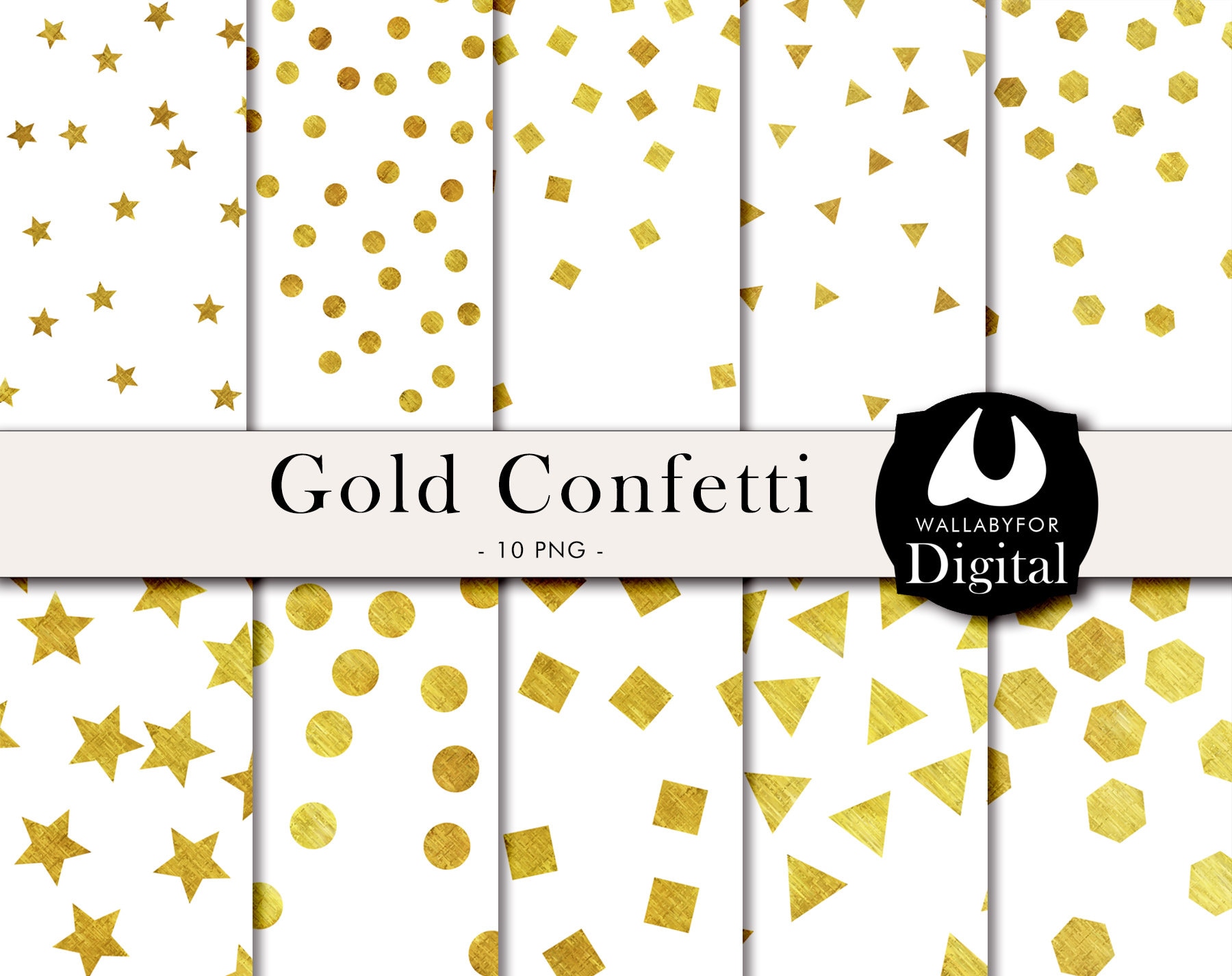 Confetti Clip Art Gold Confetti Digital Papers Gold Confetti Gold ...
