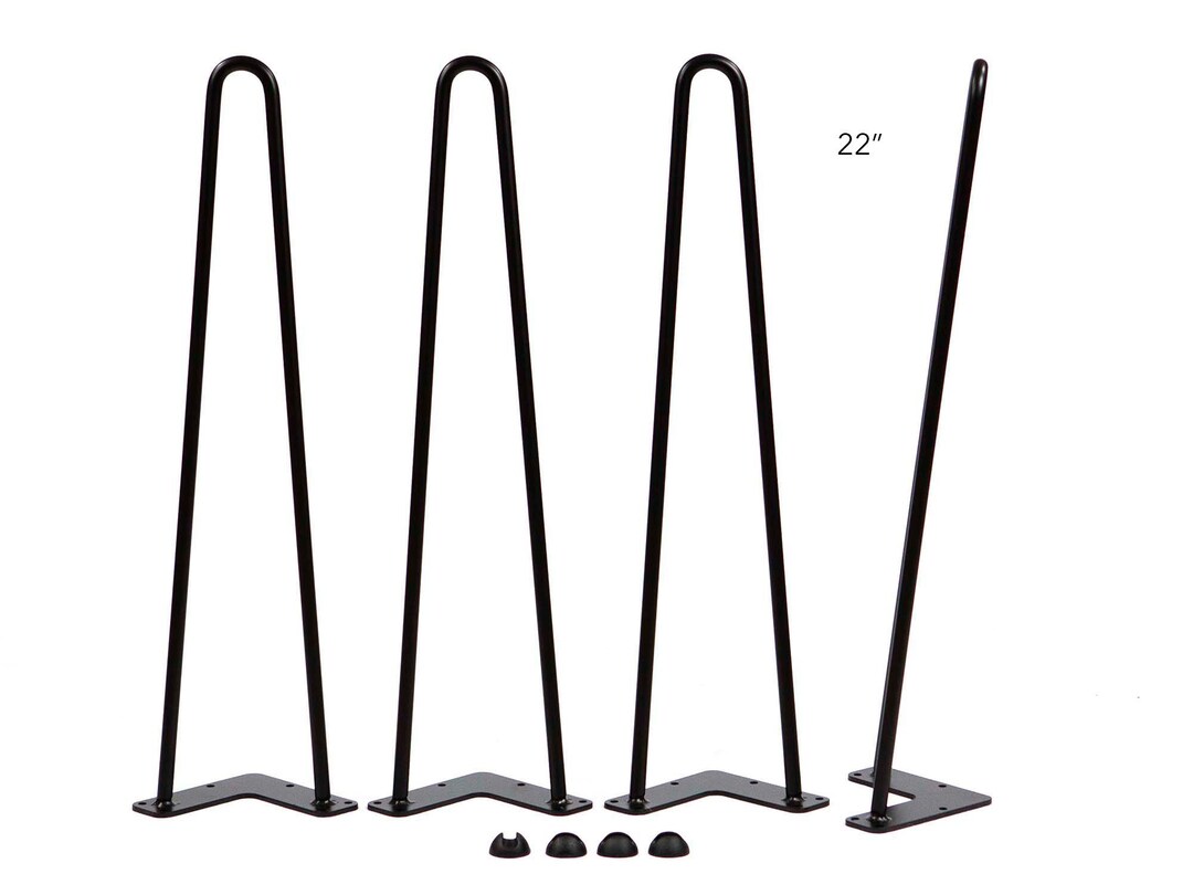 22 Inch, Heavy Duty 2-rod Hairpin Legs, Black Powder Coated, Set/4, # ...