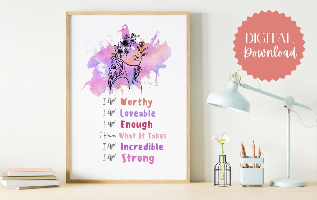 I Am Enough Self-love Positive Affirmations Printable Wall Art ...