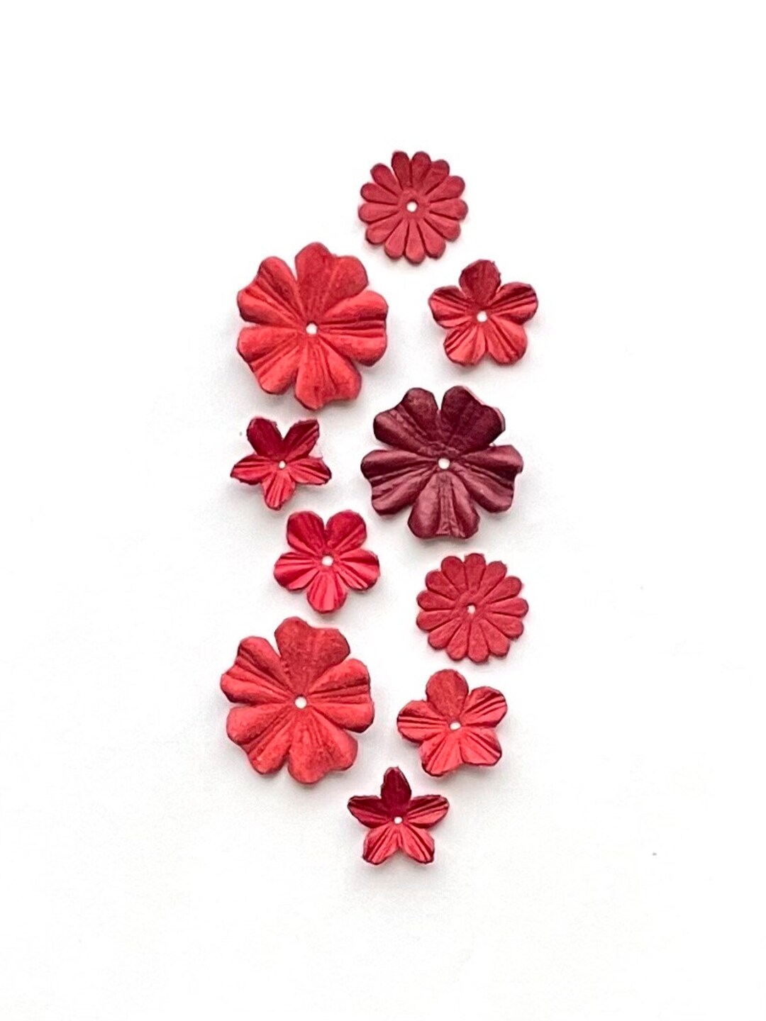 Soft Leather Red Flower Set of 10 Pcs - Etsy