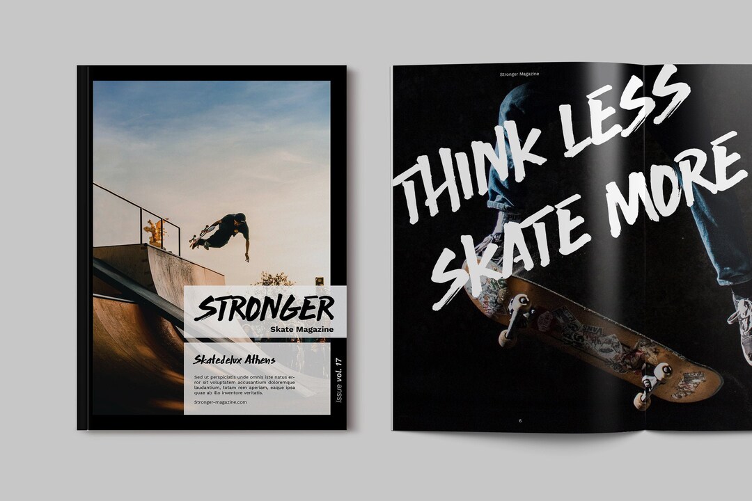 Skateboard Magazine Template: Sport Photography Portfolio (indesign) - Etsy