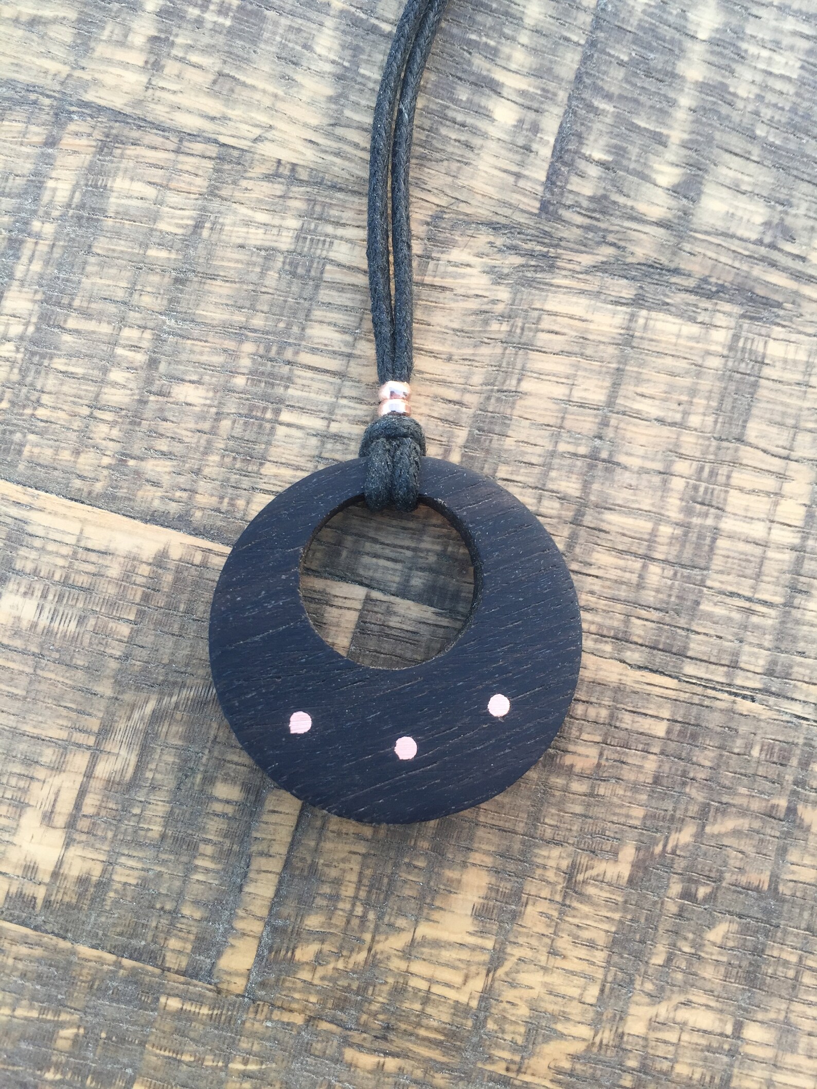 7000 Year Old Irish Bog Oak Necklace With Copper Inlay, Handcrafted ...