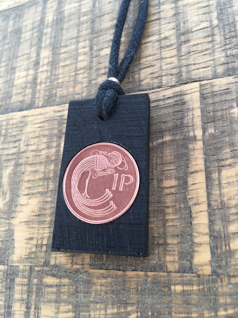 7000 Year Old Irish Bog Oak Necklace With Old Irish Penny Inlayed ...