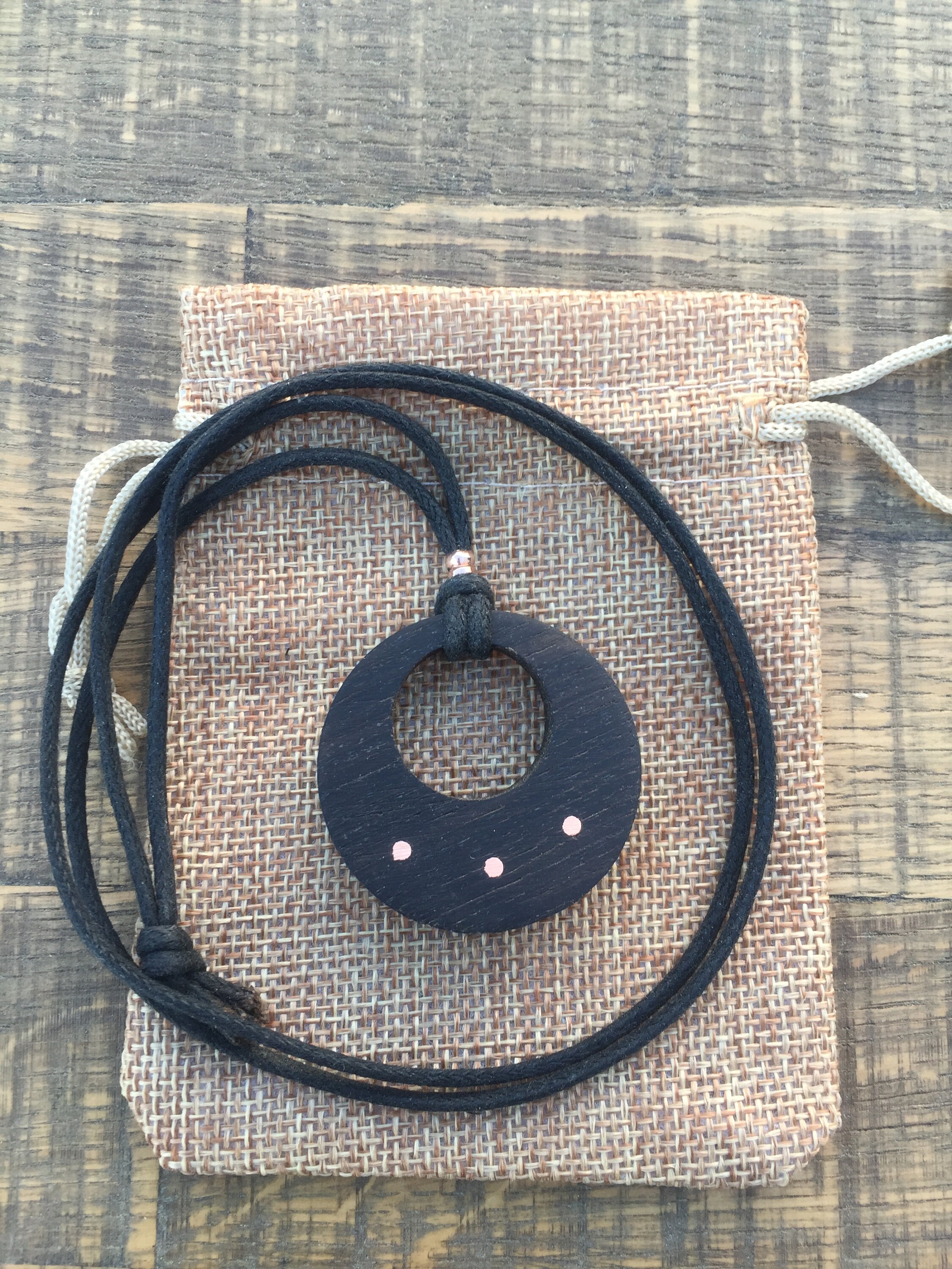 7000 Year Old Irish Bog Oak Necklace With Copper Inlay, Handcrafted ...