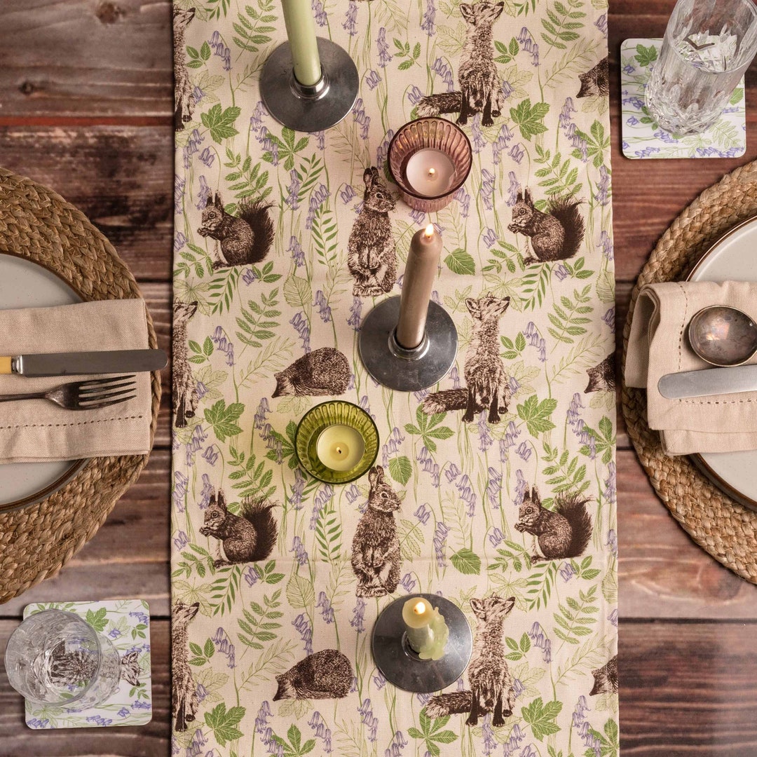 Woodland Creatures Table Runner / Forest Animals Table Cloth / Spring ...