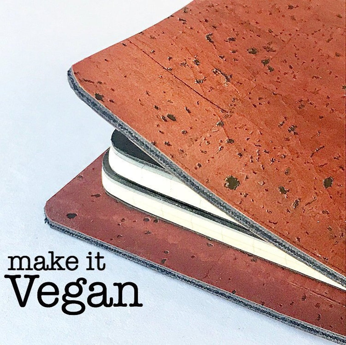 VEGAN Travelers Notebook. Customizable Cork Leather Cover. | Etsy