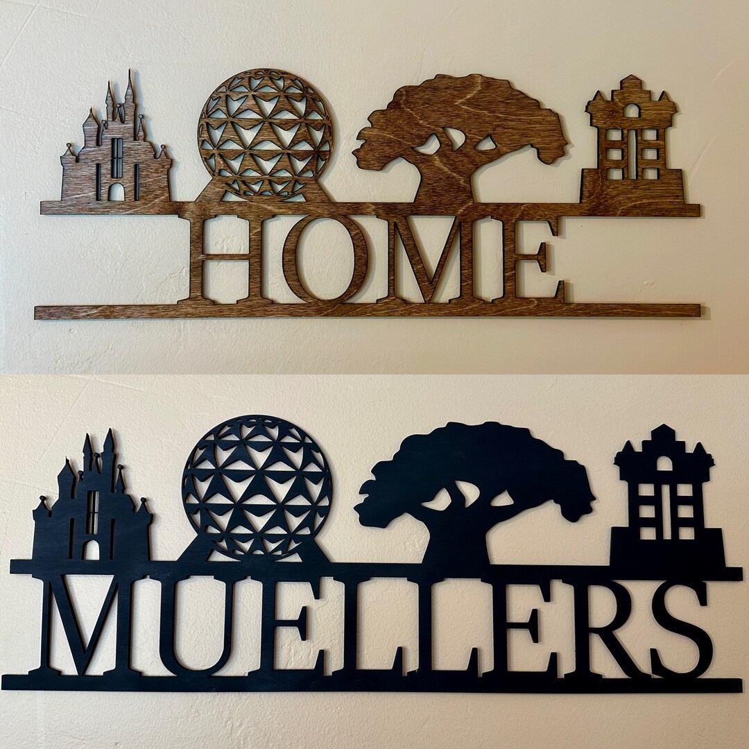 Laser Cut Birch Sign Celebrating the Four WDW Parks - Etsy