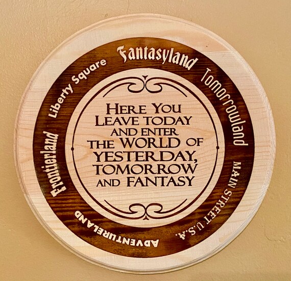 Magic Kingdom Welcome Sign with WDW Lands around the Kingdom | Etsy