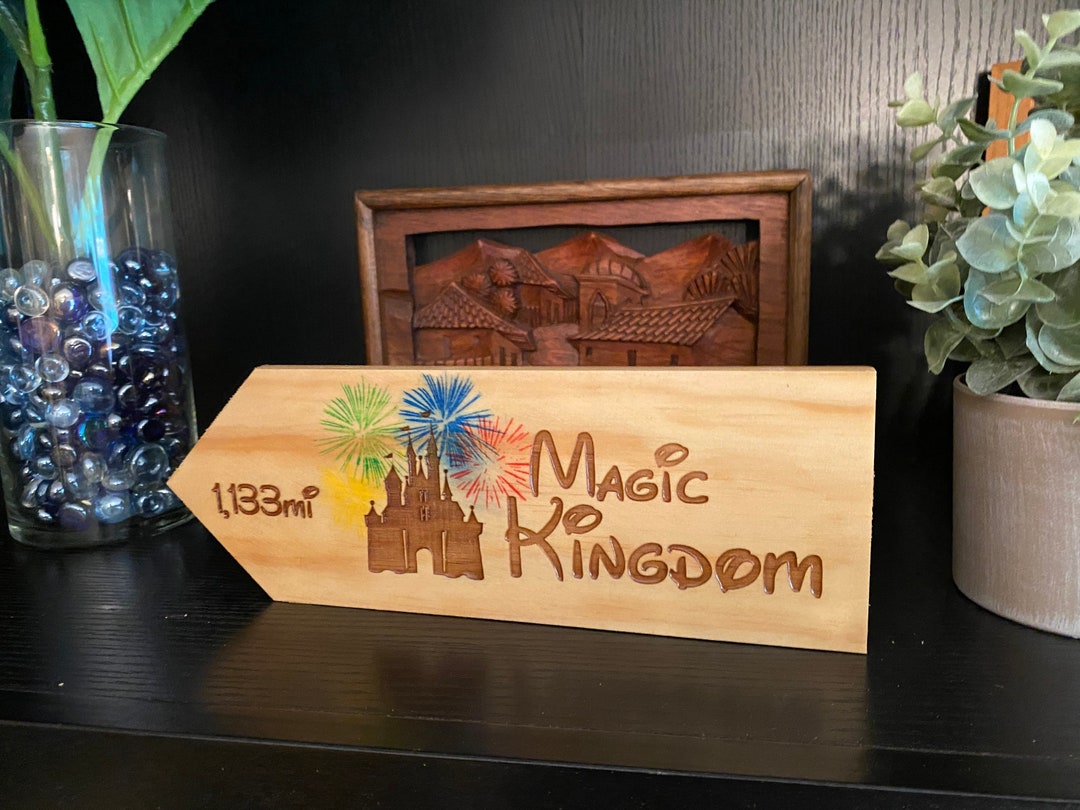 Custom Sign to the Magic Kingdom - Laser Etched With Splash of Color ...