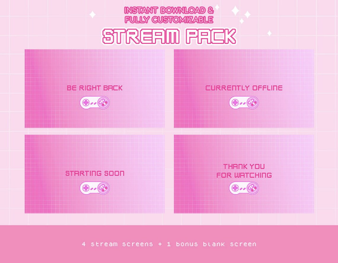 SNES Retro Twitch Overlay Pack Pink Twitch Stream Pack Twitch Overlay ...