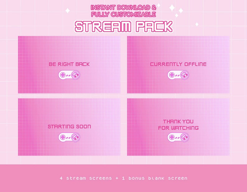 SNES Retro Twitch Overlay Pack Pink Twitch Stream Pack Twitch Overlay ...