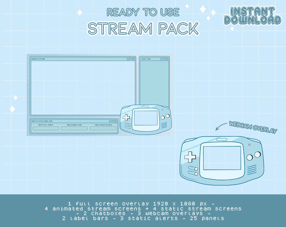 Retro Gameboy Advance Stream Pack Twitch Stream Pack Twitch Overlay ...