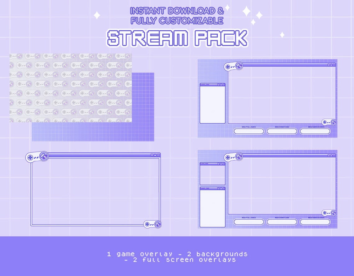 SNES Retro Twitch Overlay Pack Purple Twitch Stream Pack Twitch Overlay ...