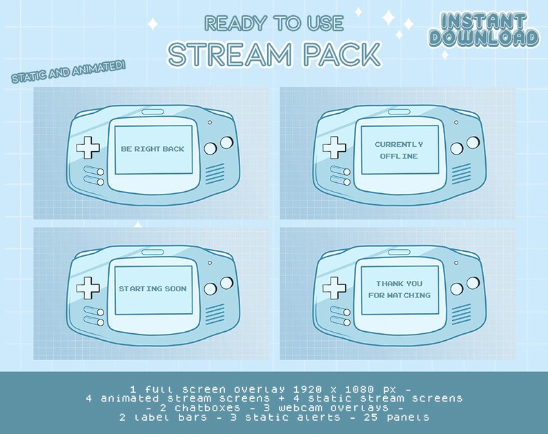 Retro Gameboy Advance Stream Pack Twitch Stream Pack Twitch Overlay ...
