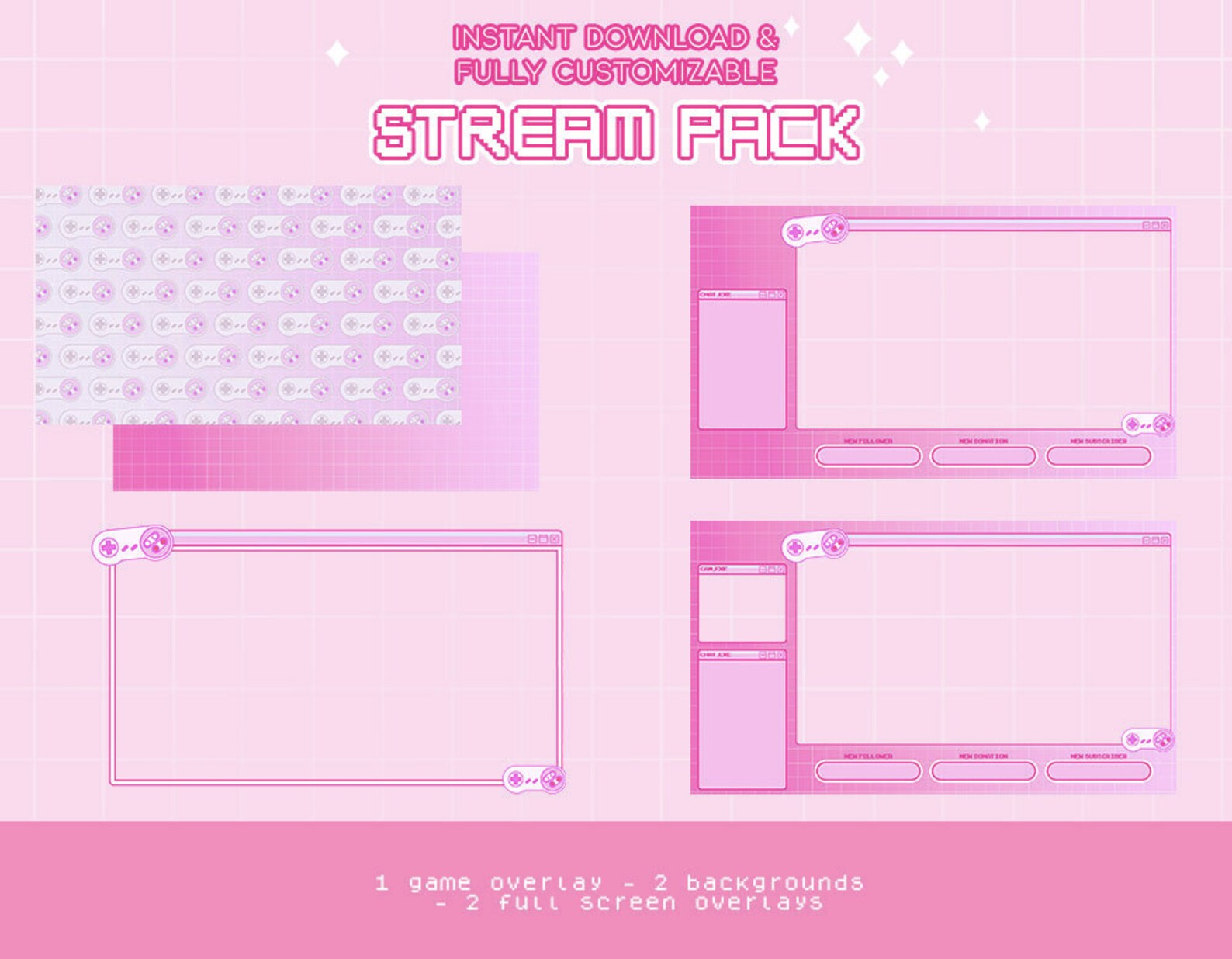 SNES Retro Twitch Overlay Pack Pink Twitch Stream Pack Twitch Overlay ...