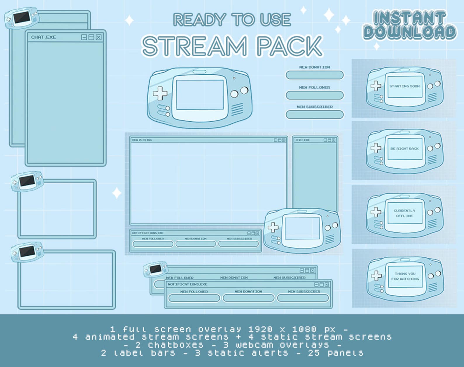Retro Gameboy Advance Stream Pack Twitch Stream Pack Twitch Overlay ...