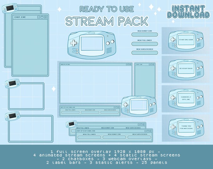 Animated Gameboy Advance Twitch Overlay Starter Pack in Arctic and ...