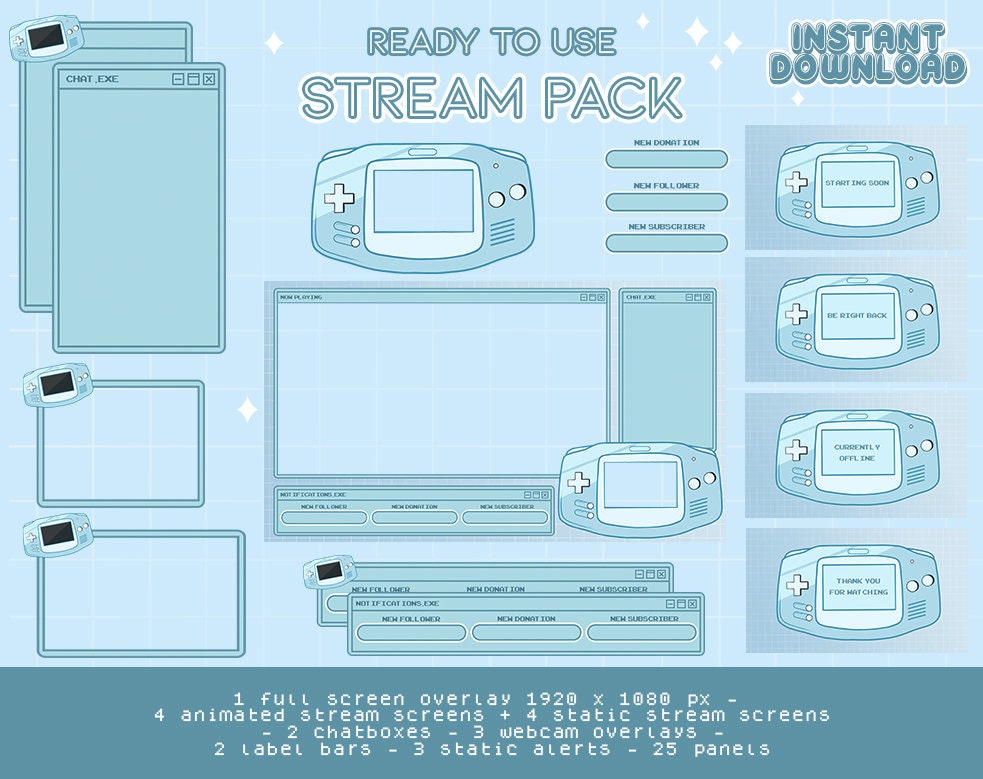 Retro Gameboy Advance Stream Pack Twitch Stream Pack Twitch Overlay ...