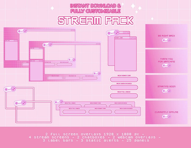 SNES Retro Twitch Overlay Pack Pink Twitch Stream Pack Twitch Overlay ...
