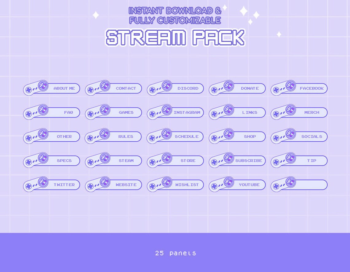 SNES Retro Twitch Overlay Pack Purple Twitch Stream Pack - Etsy