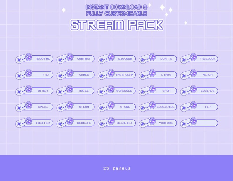 SNES Retro Twitch Overlay Pack Purple Twitch Stream Pack Twitch Overlay ...
