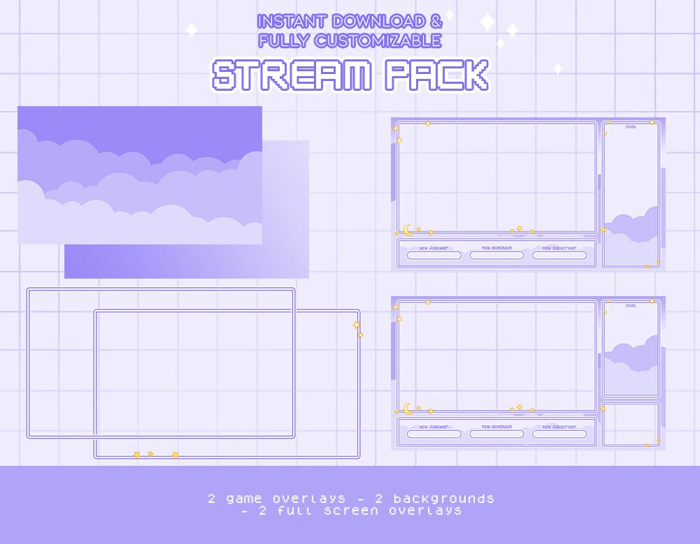 Purple Clouds Full Stream Overlay Twitch Stream Pack | Etsy