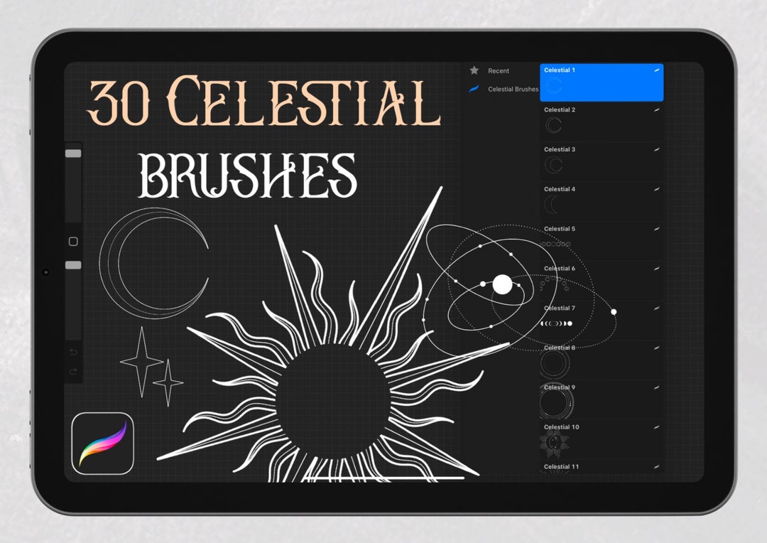 Celestial Procreate Brush Pack for Tattoo Artists | Moon, Stars, and ...