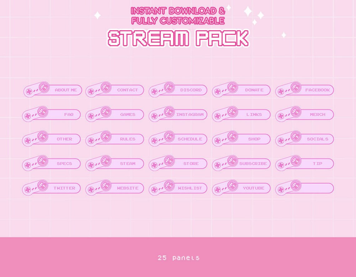 SNES Retro Twitch Overlay Pack Pink Twitch Stream Pack Twitch Overlay ...