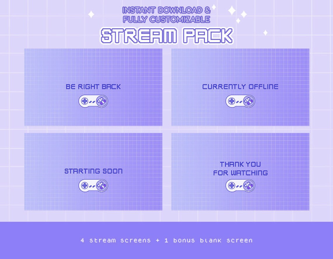SNES Retro Twitch Overlay Pack Purple Twitch Stream Pack - Etsy