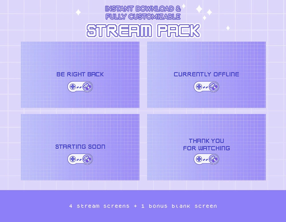 SNES Retro Twitch Overlay Pack Purple Twitch Stream Pack Twitch Overlay ...