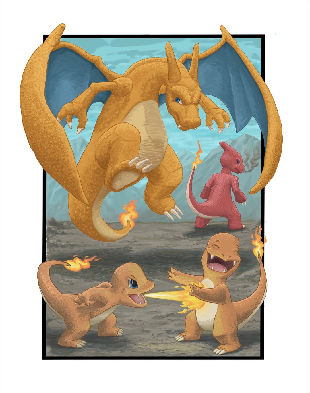 Charmander Evolution Original Art Print - Etsy