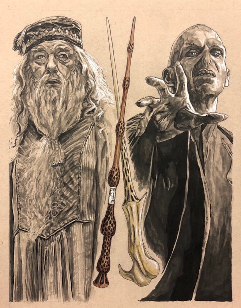 Dumbledore and Voldemort Original Artwork - Etsy