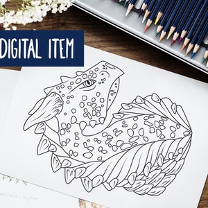 Dragon Head, Printable Coloring Page for Kids and Adults. Digital ...