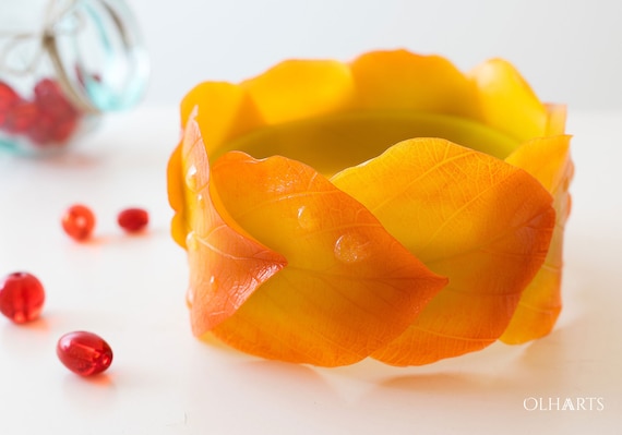 Fall Leaves Bracelet Orange Autumn Bracelet Polymer Clay | Etsy