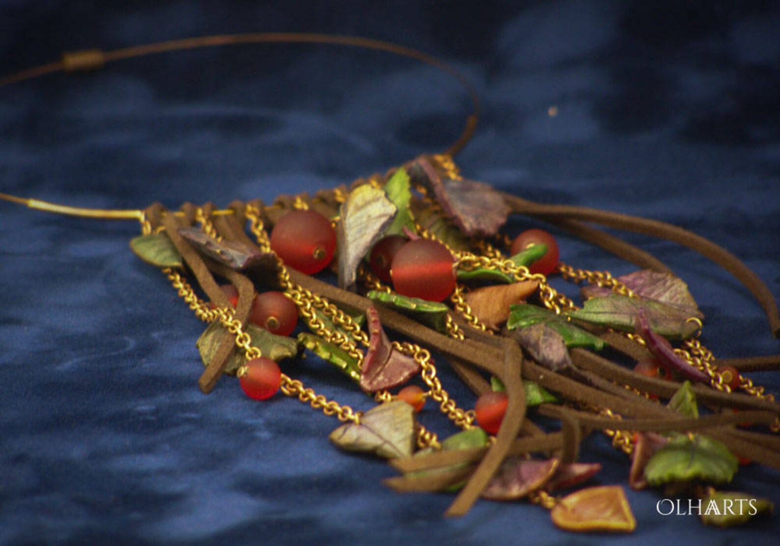 Boho Autumn Choker Polymer Clay Leaves Red Glass Berries - Etsy