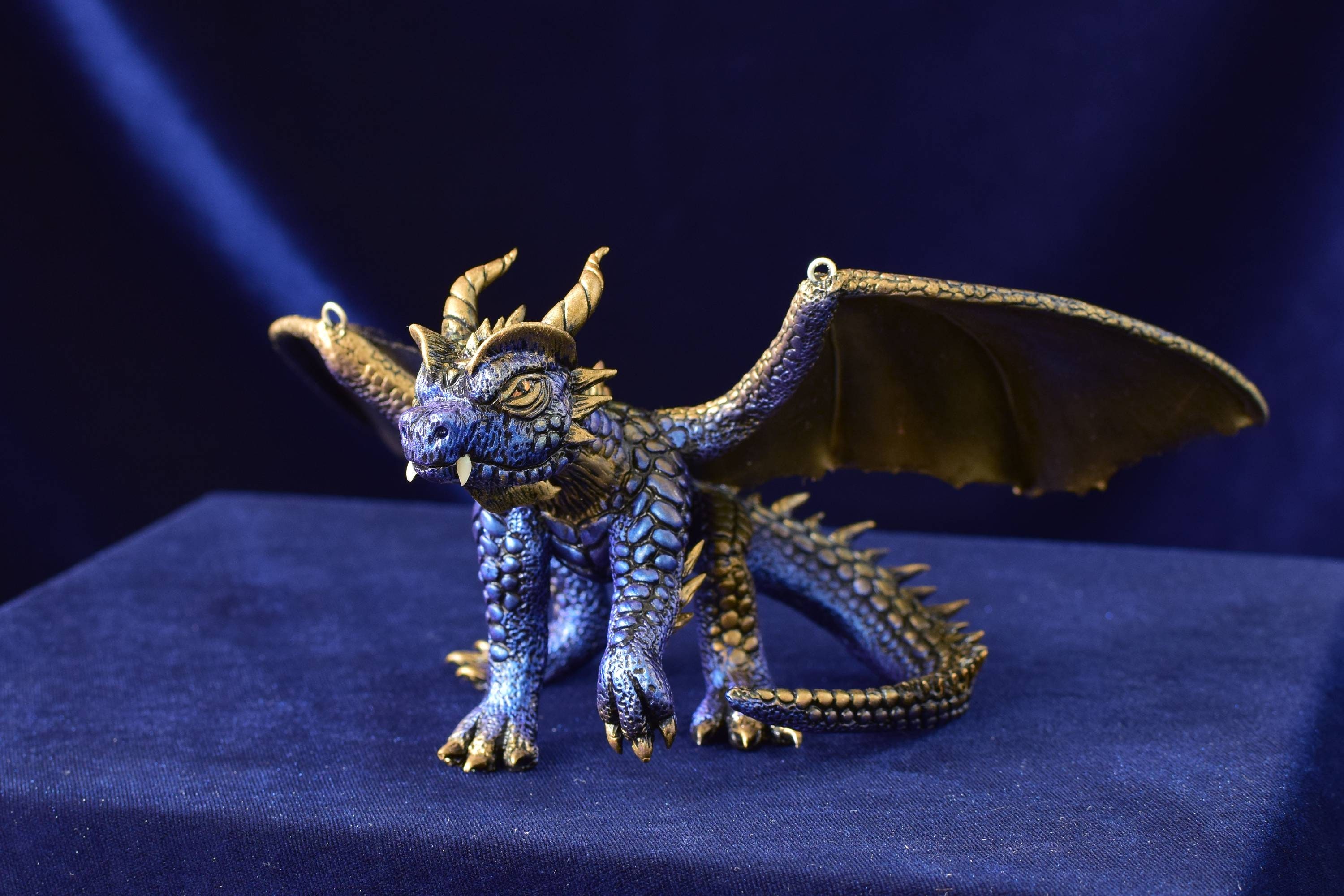 Baby Dragon Figure Little Blue Dragon Polymer Clay Fantasy - Etsy