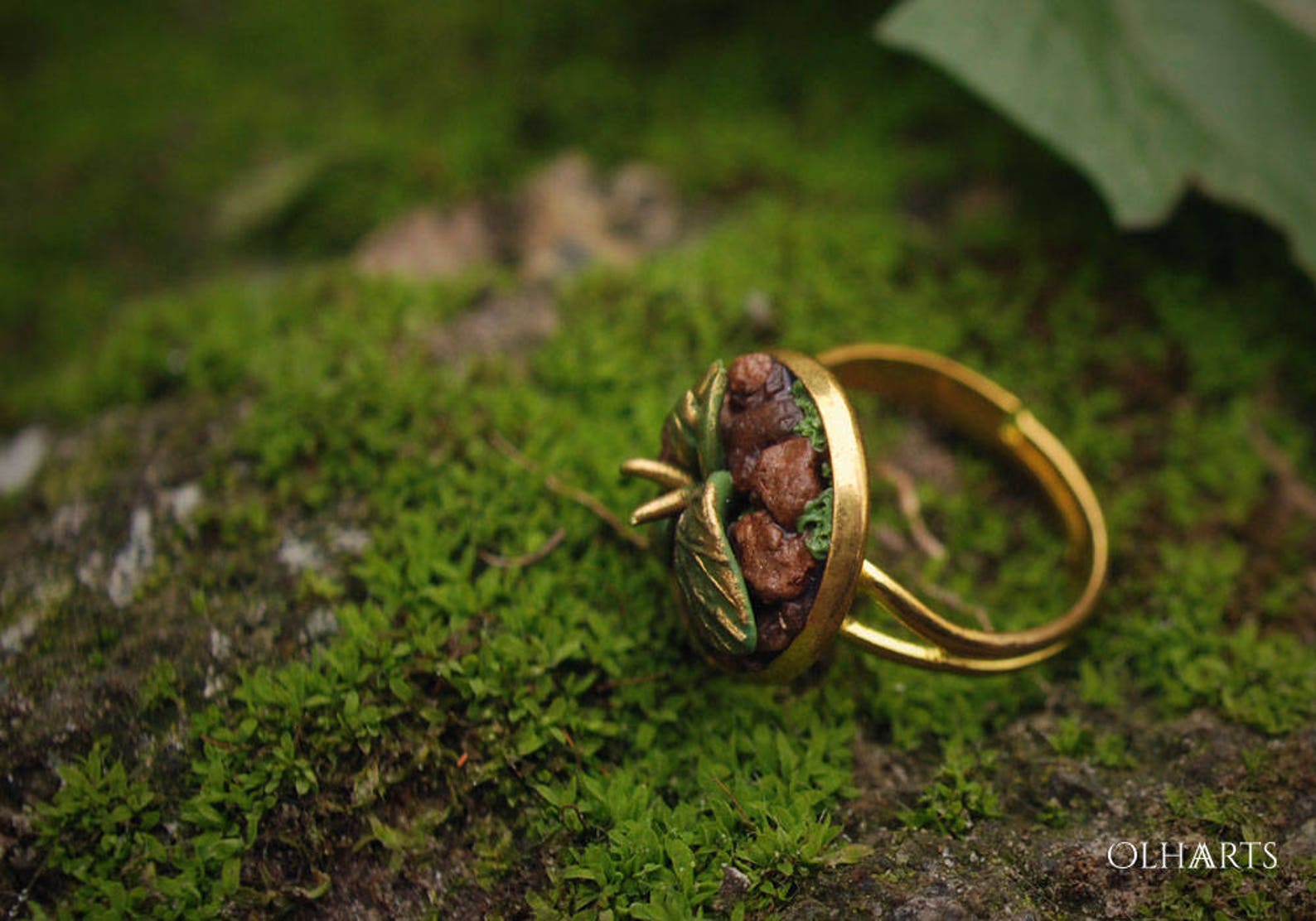 Plant Ring, Polymer Clay, Spring Sprout, Gilded Ring With Sprout and ...