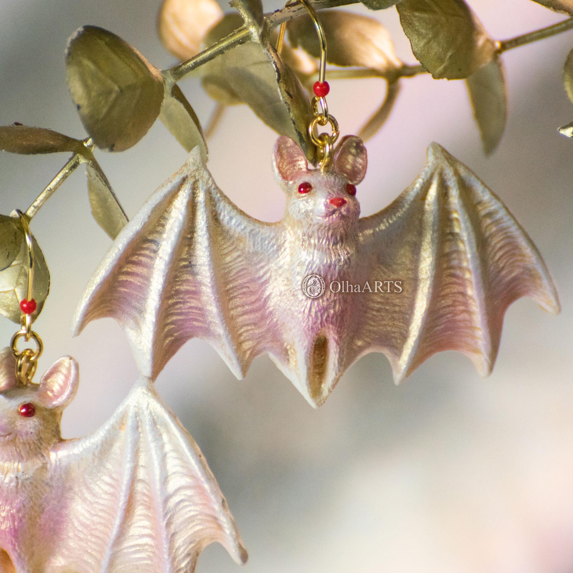 Realistic Albino Bat Earrings With Stainless Surgical Steel Hooks ...