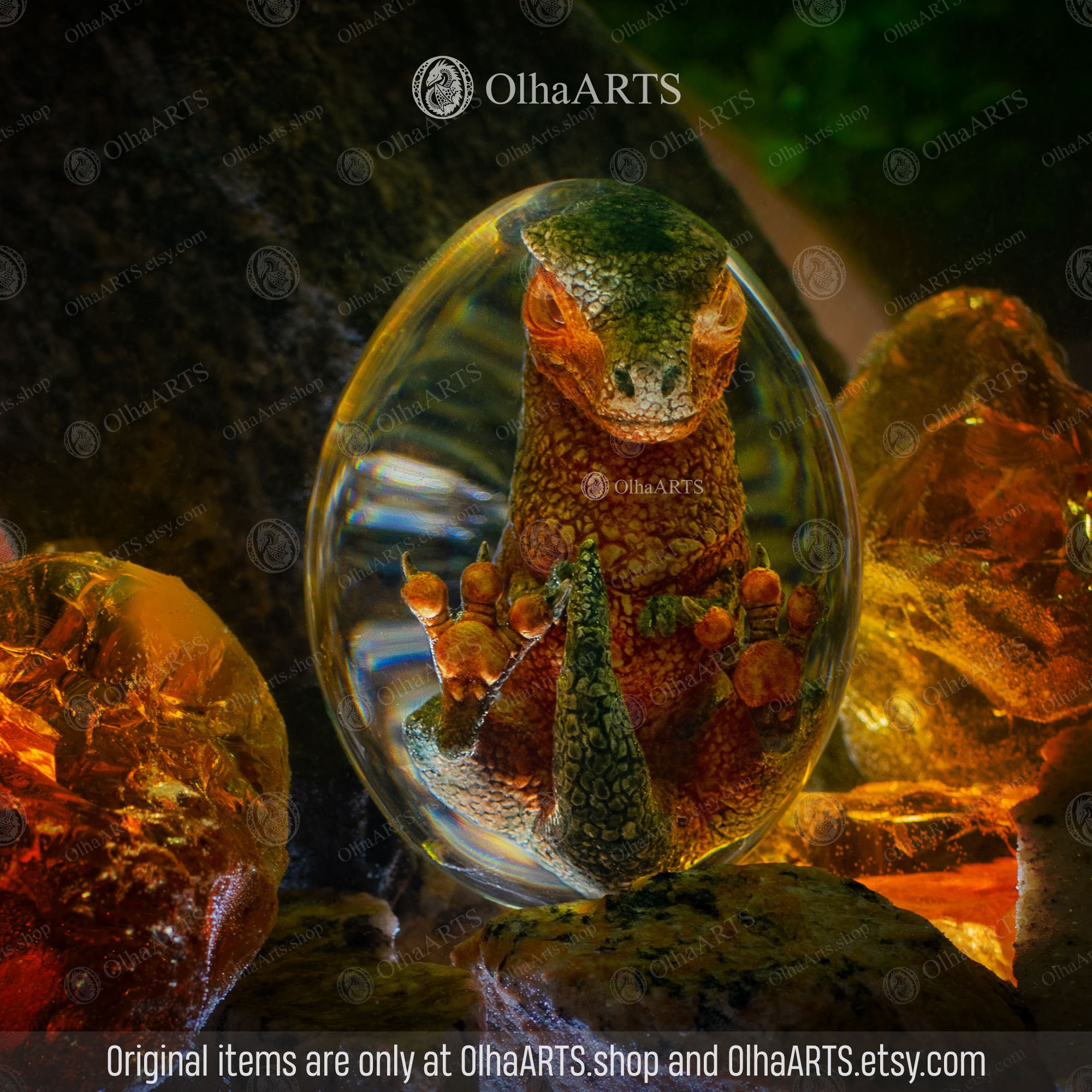 Tyrannosaurus Rex Egg With Realistic Dinosaur Embryo in Crystal Egg ...