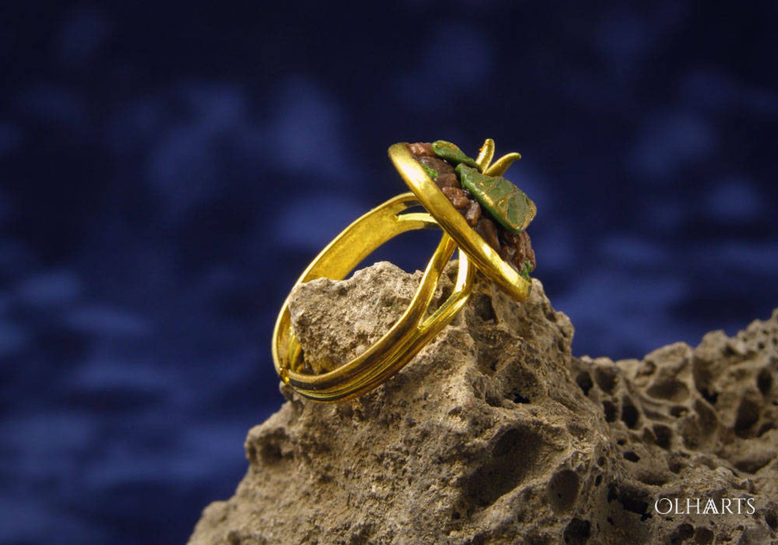 Plant Ring, Polymer Clay, Spring Sprout, Gilded Ring With Sprout and ...