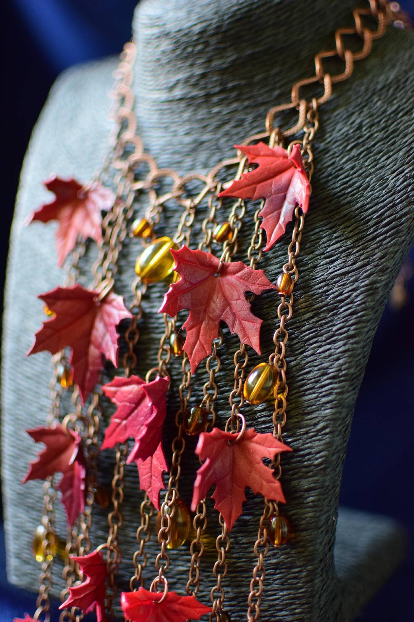 Weirwood Tree Choker Autumn Leaves Necklace Red Leaf Copper | Etsy