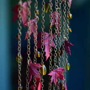 Weirwood Tree Choker, Autumn Leaves Necklace, Red Leaf, Copper Multi ...