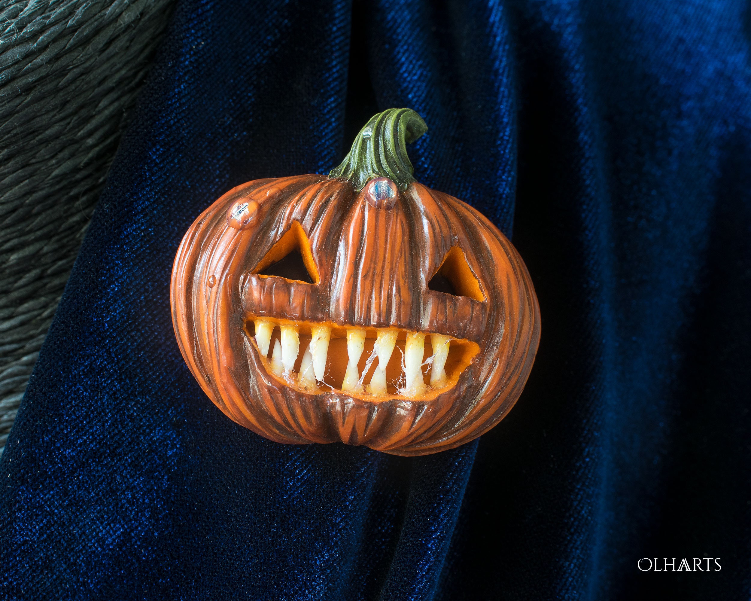 Halloween Brooch With Creepy Pumpkin, Extravagant Pin for Witches, Made ...