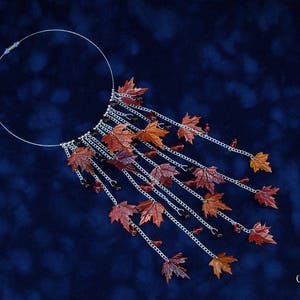 Red Maple Autumn Leaves Necklace, Weirwood Tree Choker With Red Glass ...