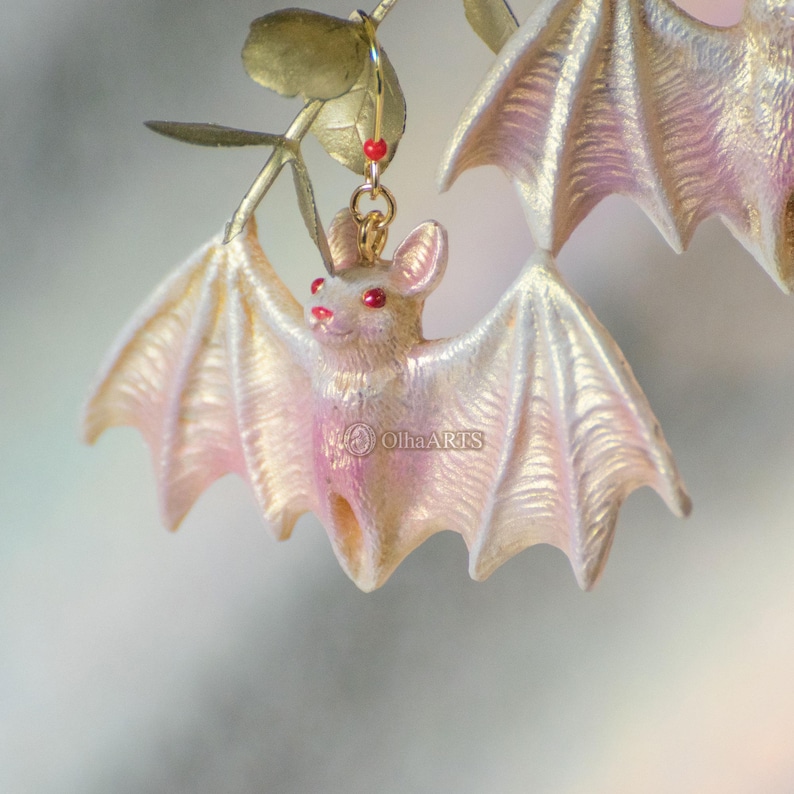 Realistic Albino Bat Earrings With Stainless Surgical Steel Hooks ...
