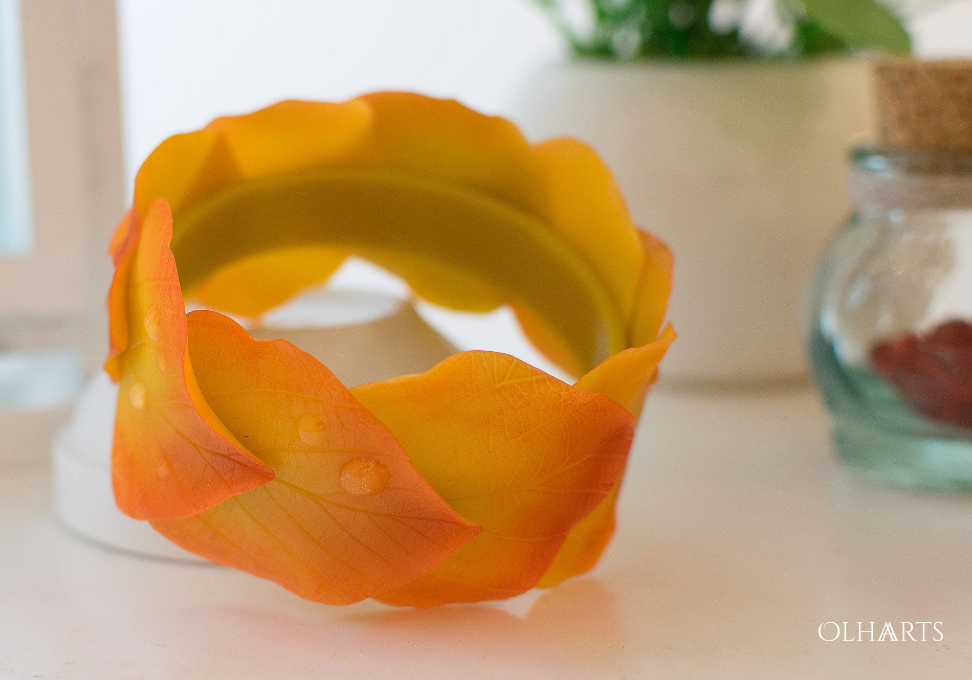 Fall Leaves Bracelet, Orange Autumn Bracelet, Polymer Clay, Yellow ...
