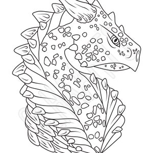 Dragon Head, Printable Coloring Page for Kids and Adults. Digital ...