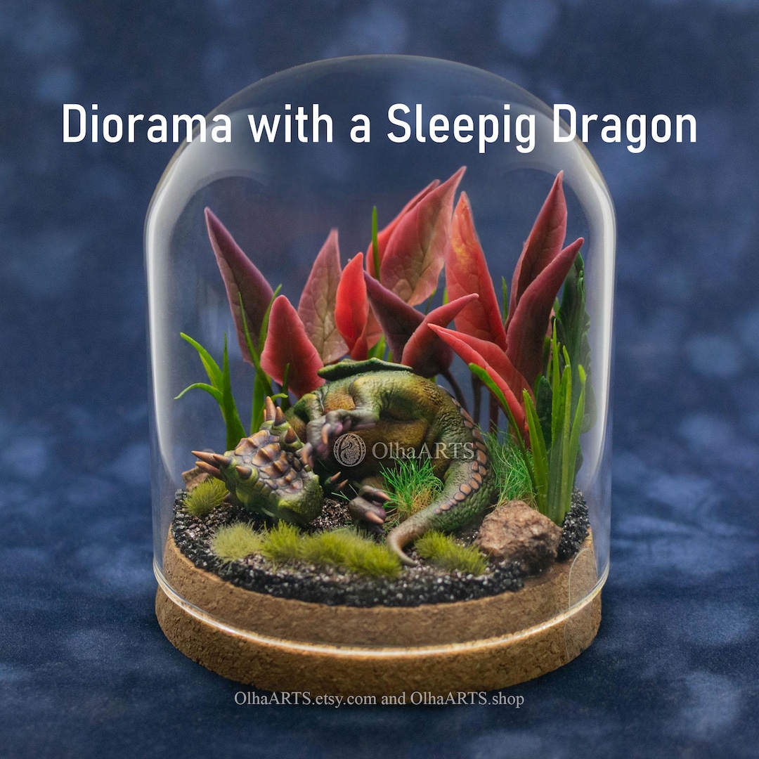 Sleeping Dragon Terrarium – Fantasy Creature Under Dome – Dragon ...