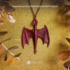 Pendant With Flying Red Dragon and Copper Chain - Etsy
