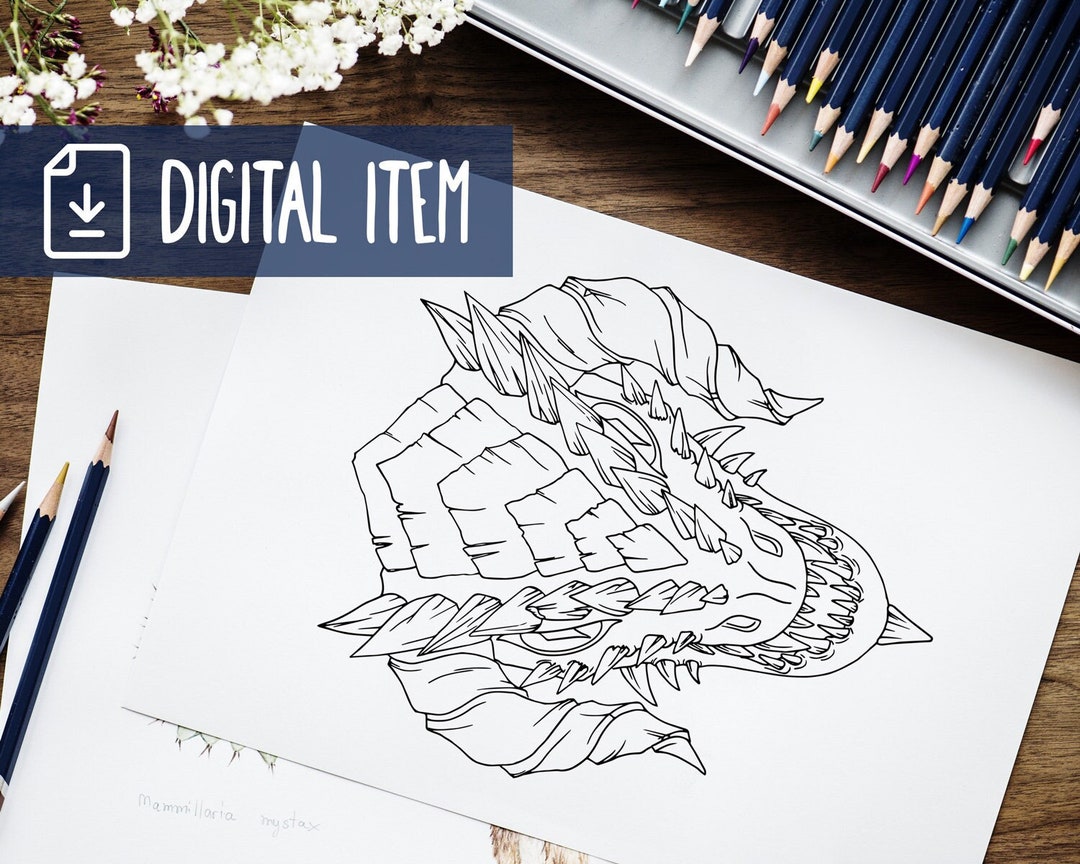 Angry Dragon, Diy Printable Coloring Page for Kids and Adults. Digital ...